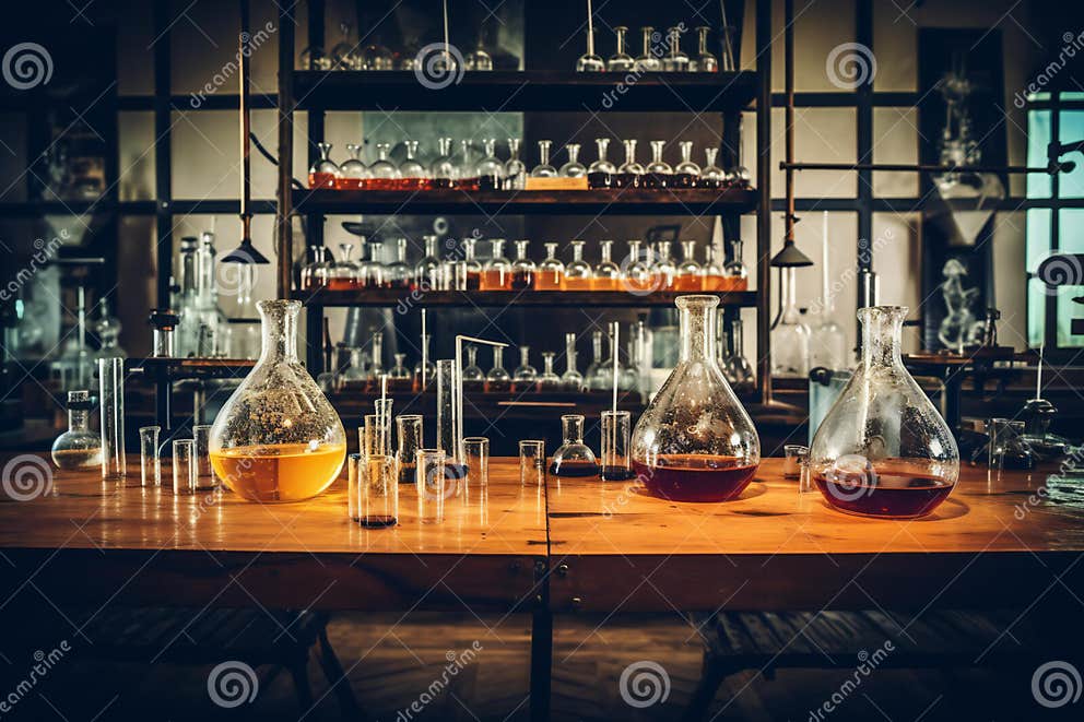 Laboratory Experiment in Science Research Lab, Laboratory Test Tubes in ...