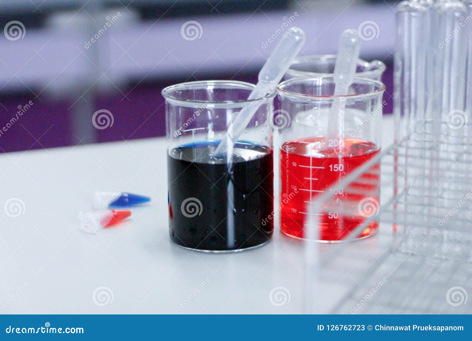 Laboratory Experiments on Laboratory Chemicals. Stock Image - Image of ...