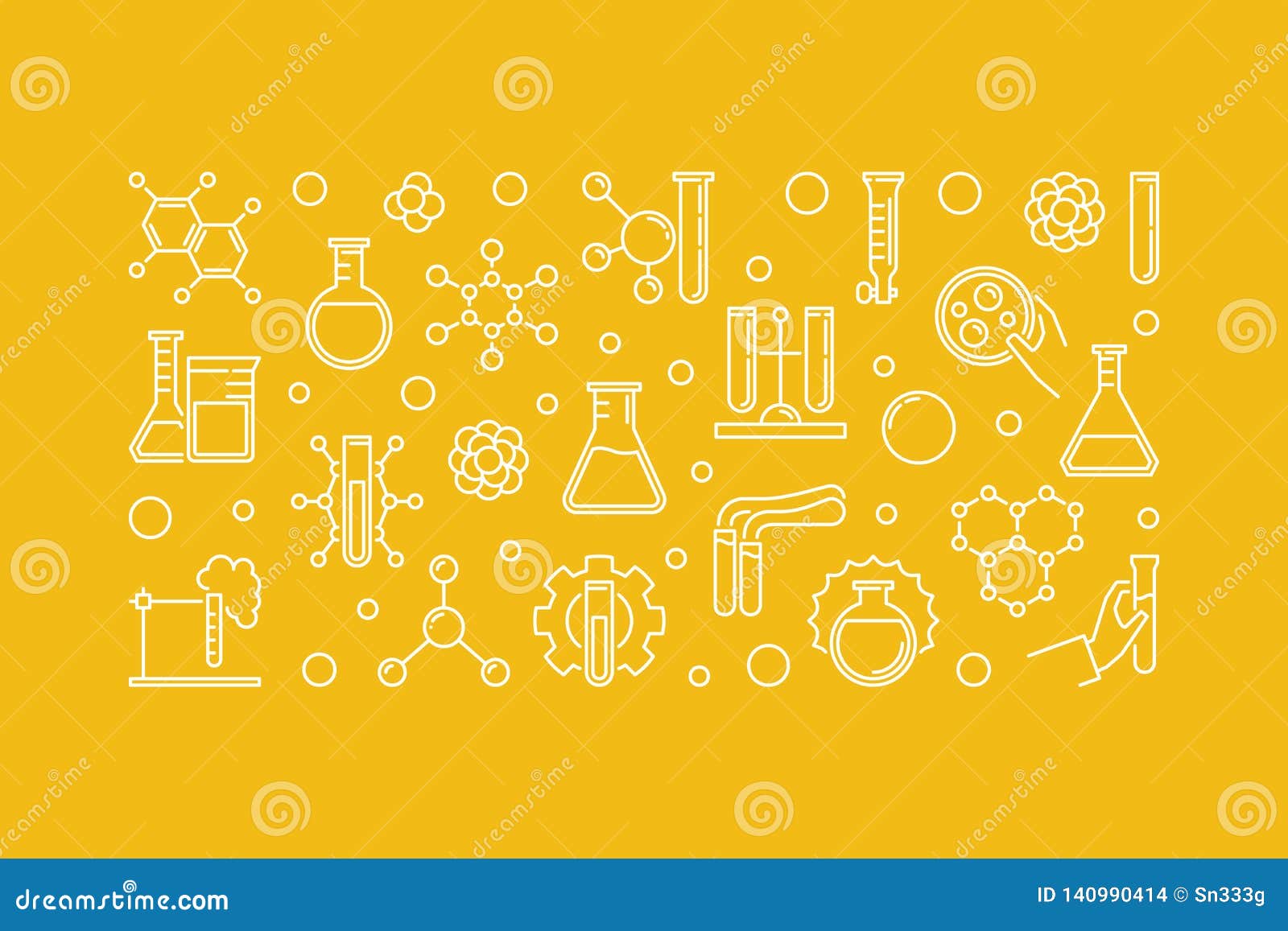 Laboratory Experiments Vector Chemistry Linear Banner Stock Vector ...