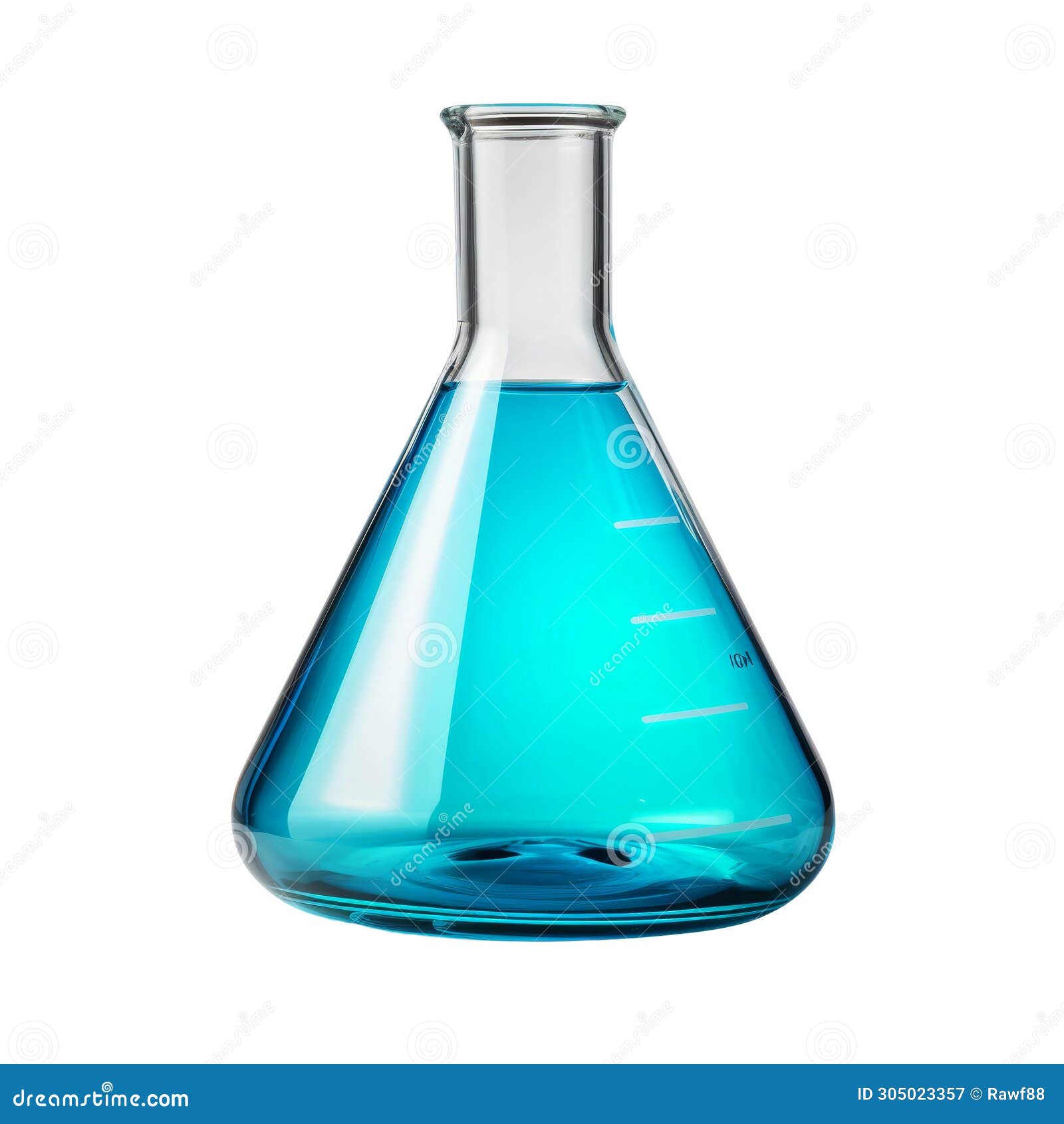 Laboratory Flask with Blue Liquid Isolated on White, Transparent Stock ...