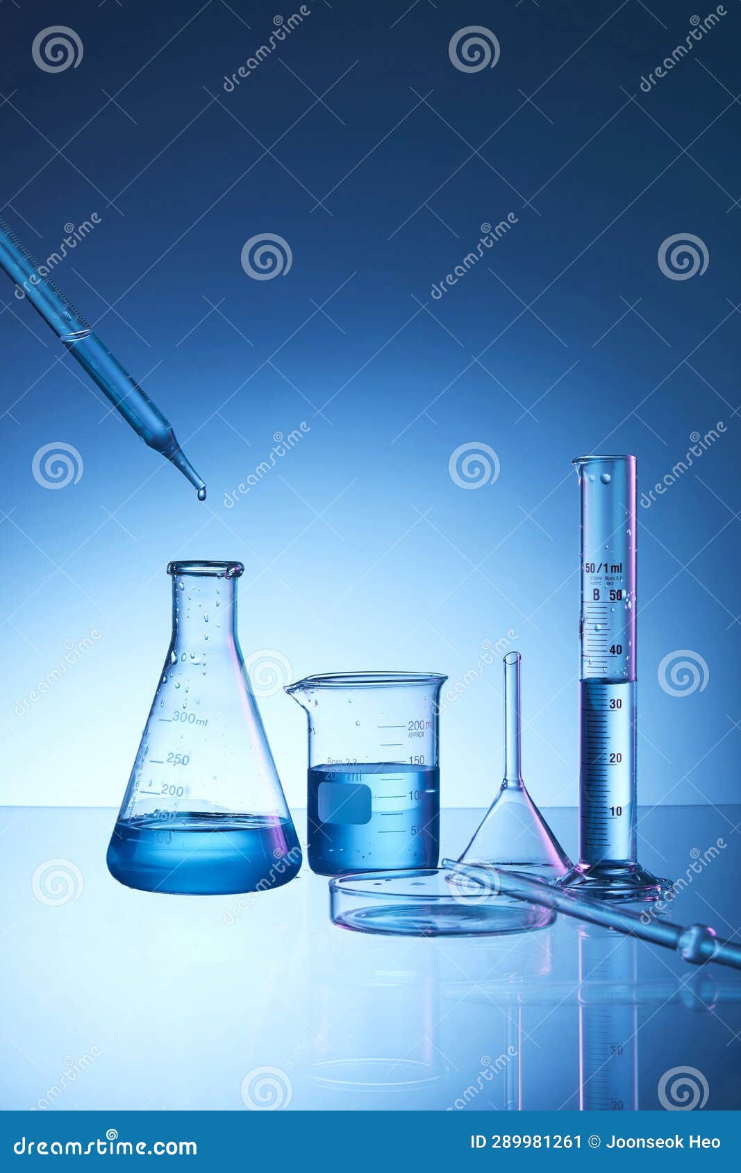 Laboratory Flask with Blue Liquid Stock Image - Image of full, blue ...