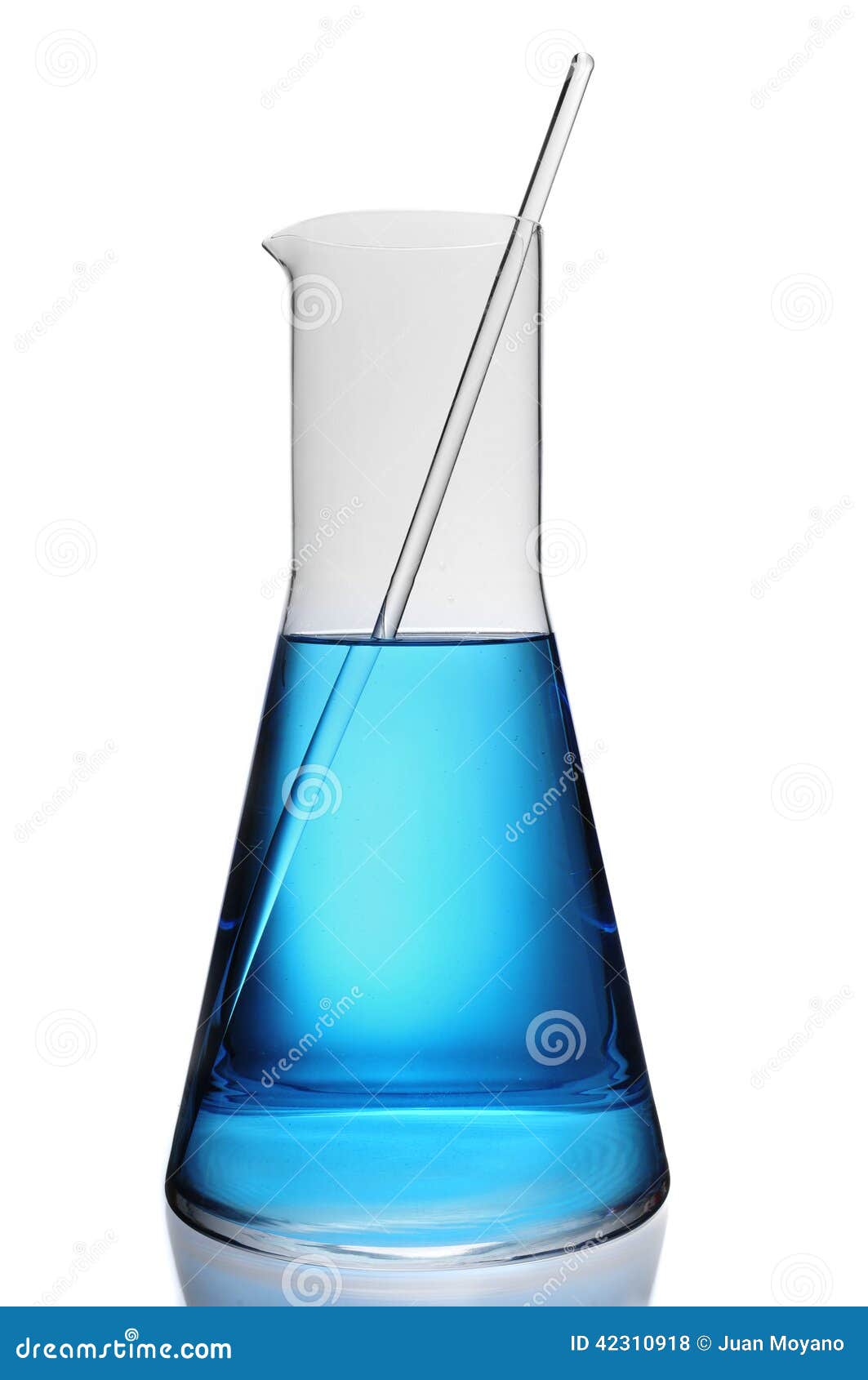 Laboratory Flask with a Blue Liquid Stock Photo - Image of biologist ...