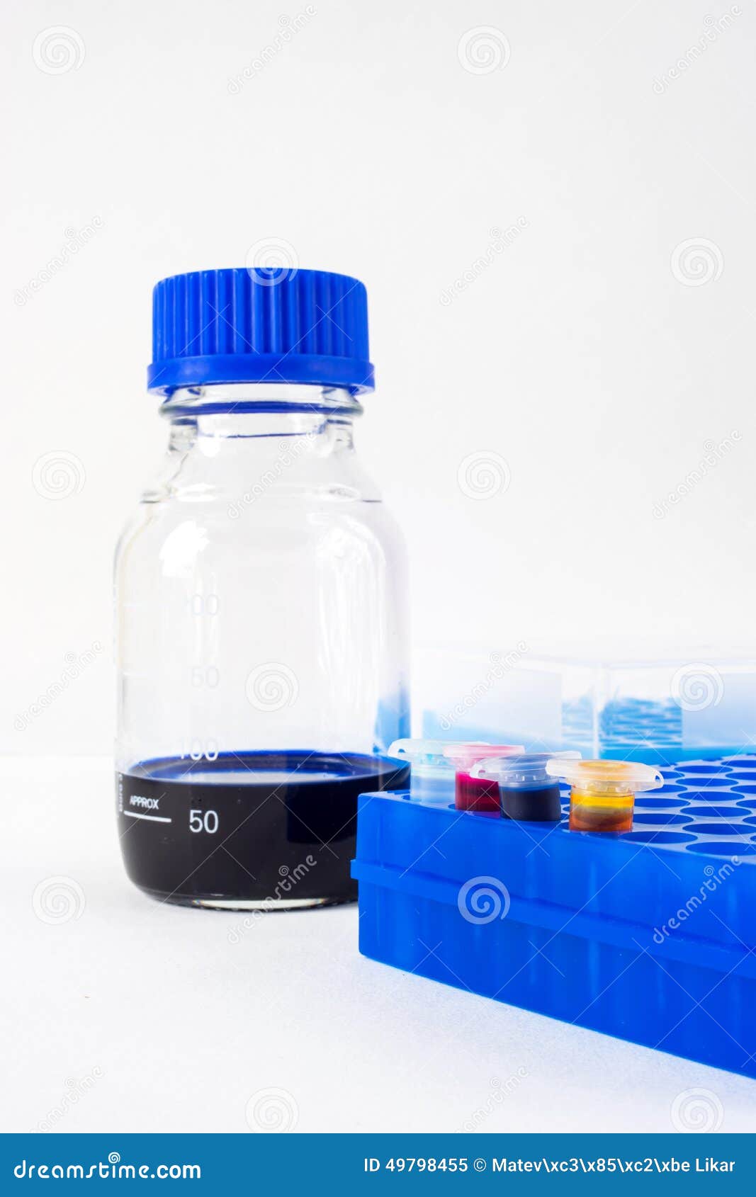 Laboratory Flask with Colourful Eppendorf Tubes Stock Image - Image of ...