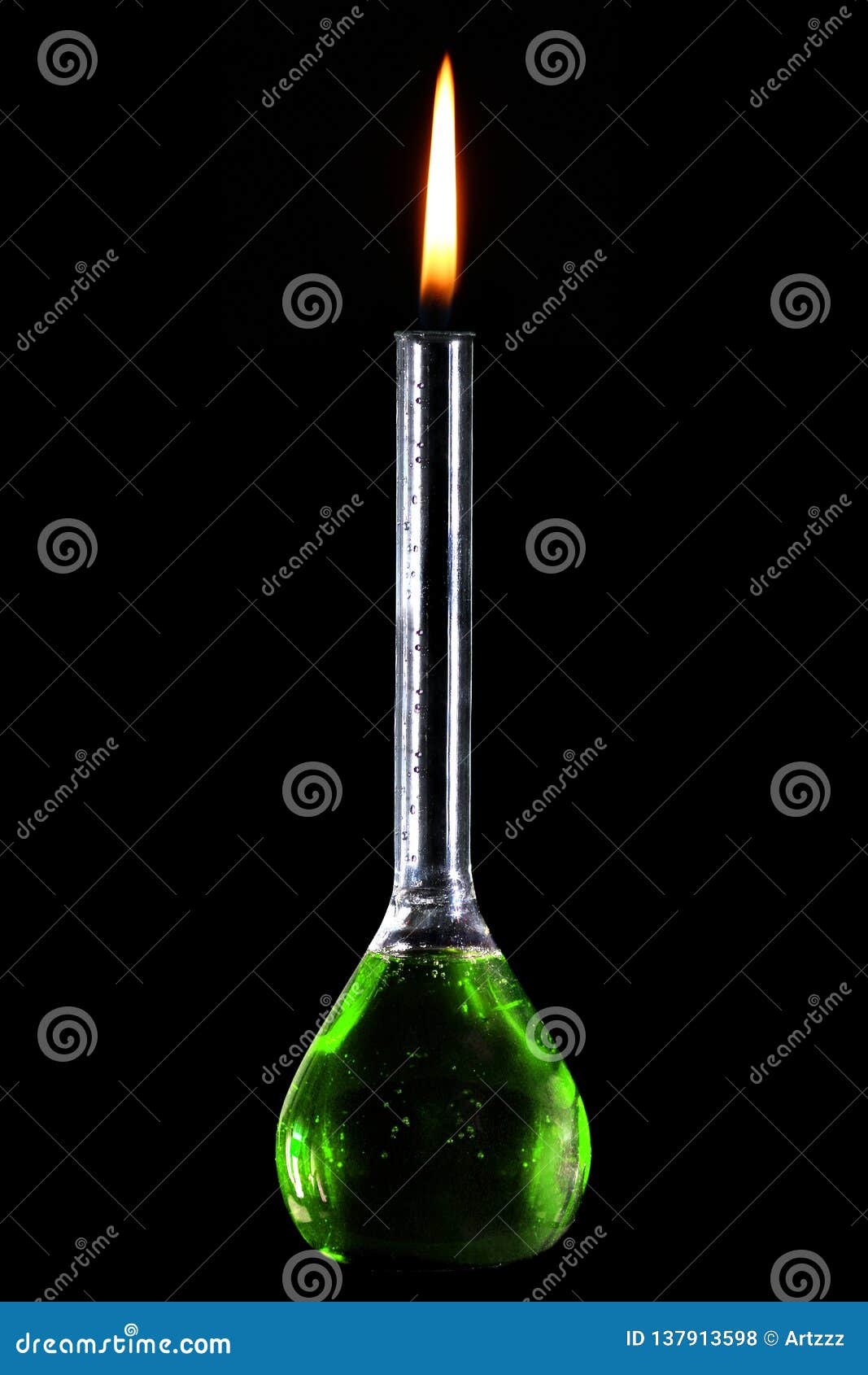 Laboratory Flask with a Green Liquid Stock Photo - Image of chemistry ...
