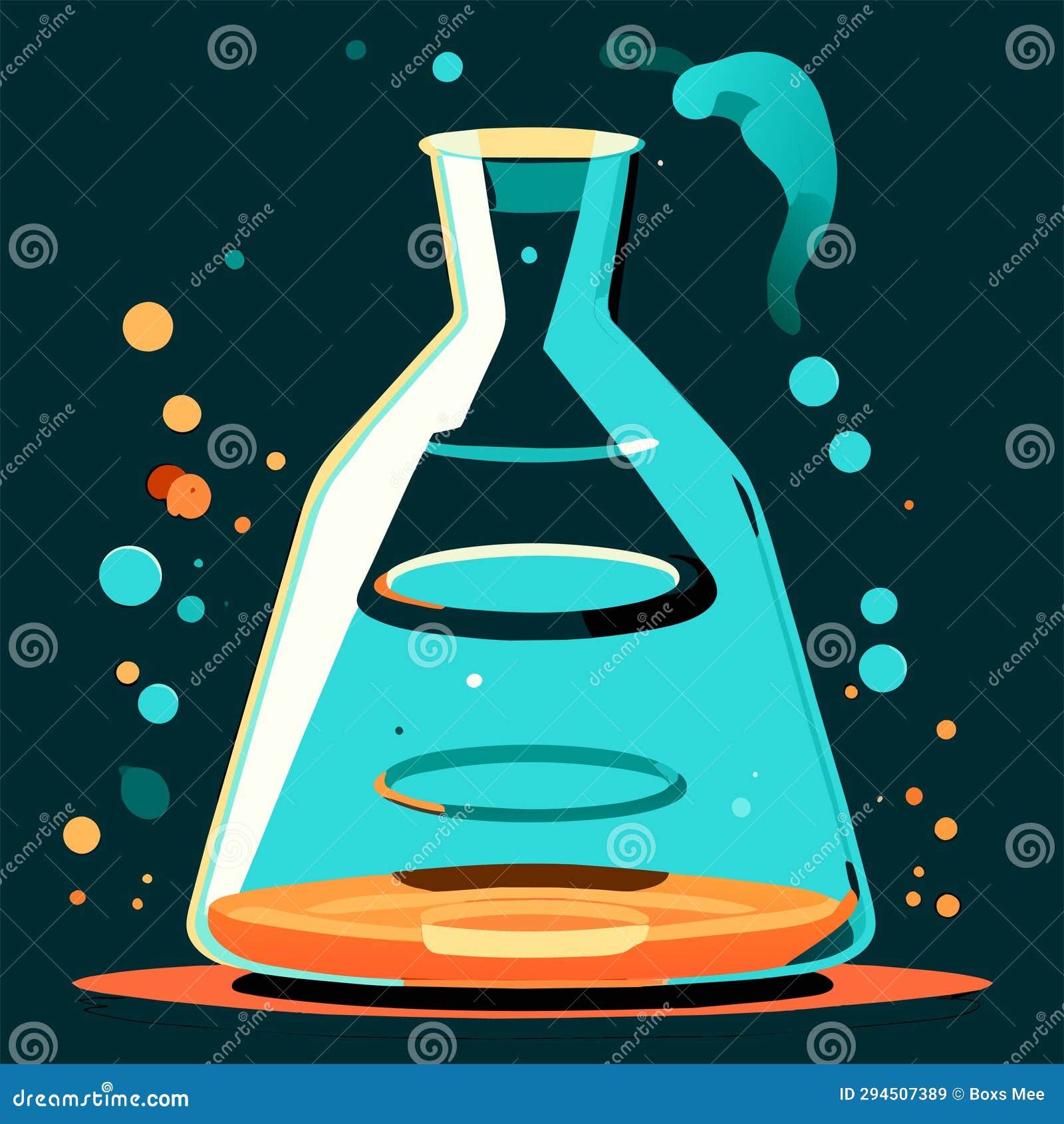 Laboratory Flask with Liquid. Vector Illustration in Flat Cartoon Style ...