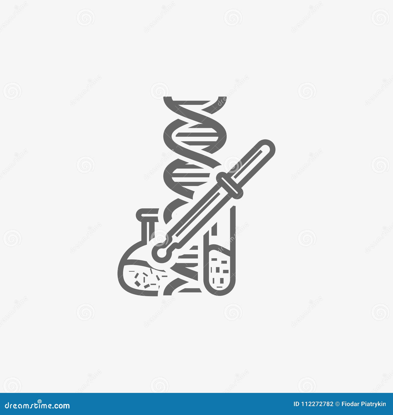 Laboratory Flask with Pipette and Dna Vector Icon Stock Vector ...