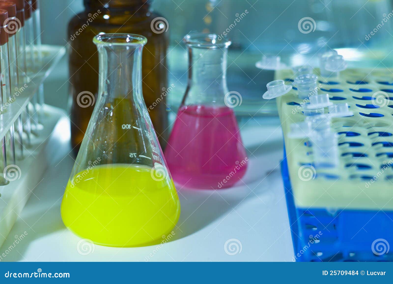 Laboratory flasks stock photo. Image of discovery, chemist - 25709484