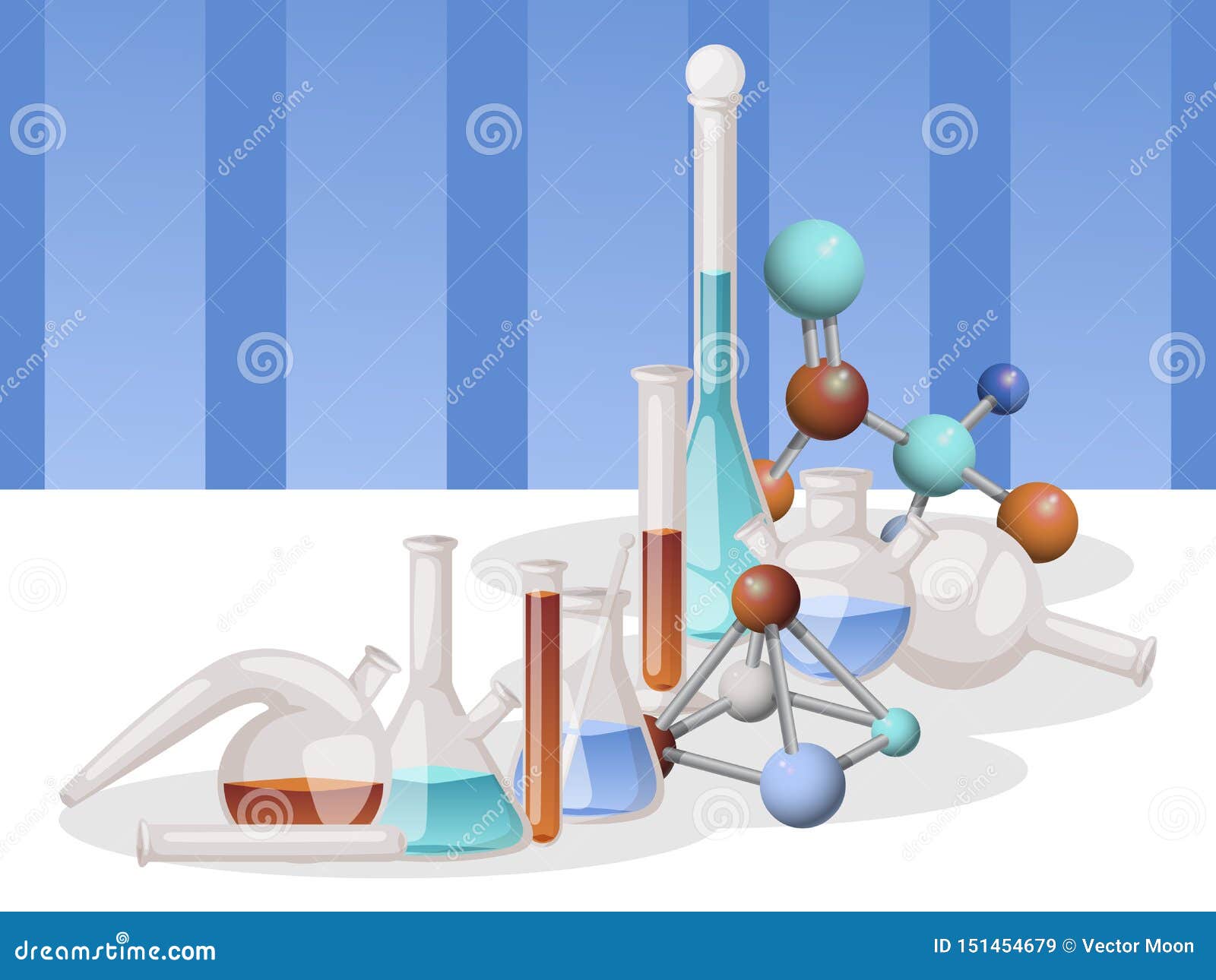 Laboratory Flasks Banner Vector Illustration. Different Laboratory ...