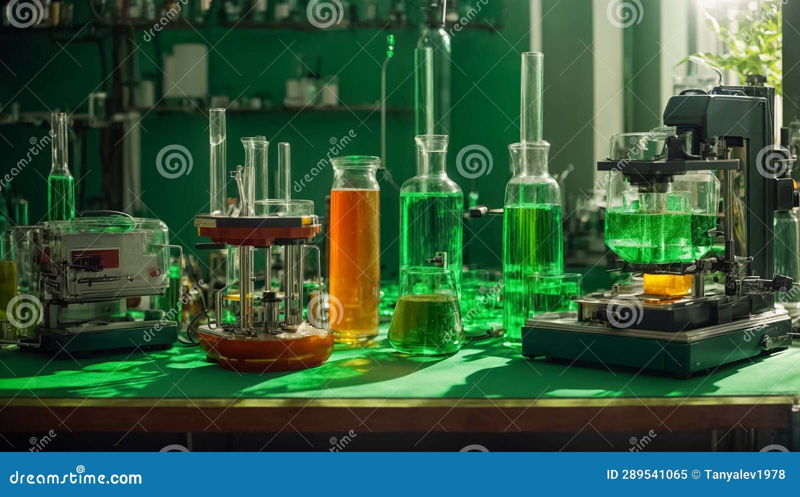 Laboratory with Flasks and Equipment Stock Illustration - Illustration ...