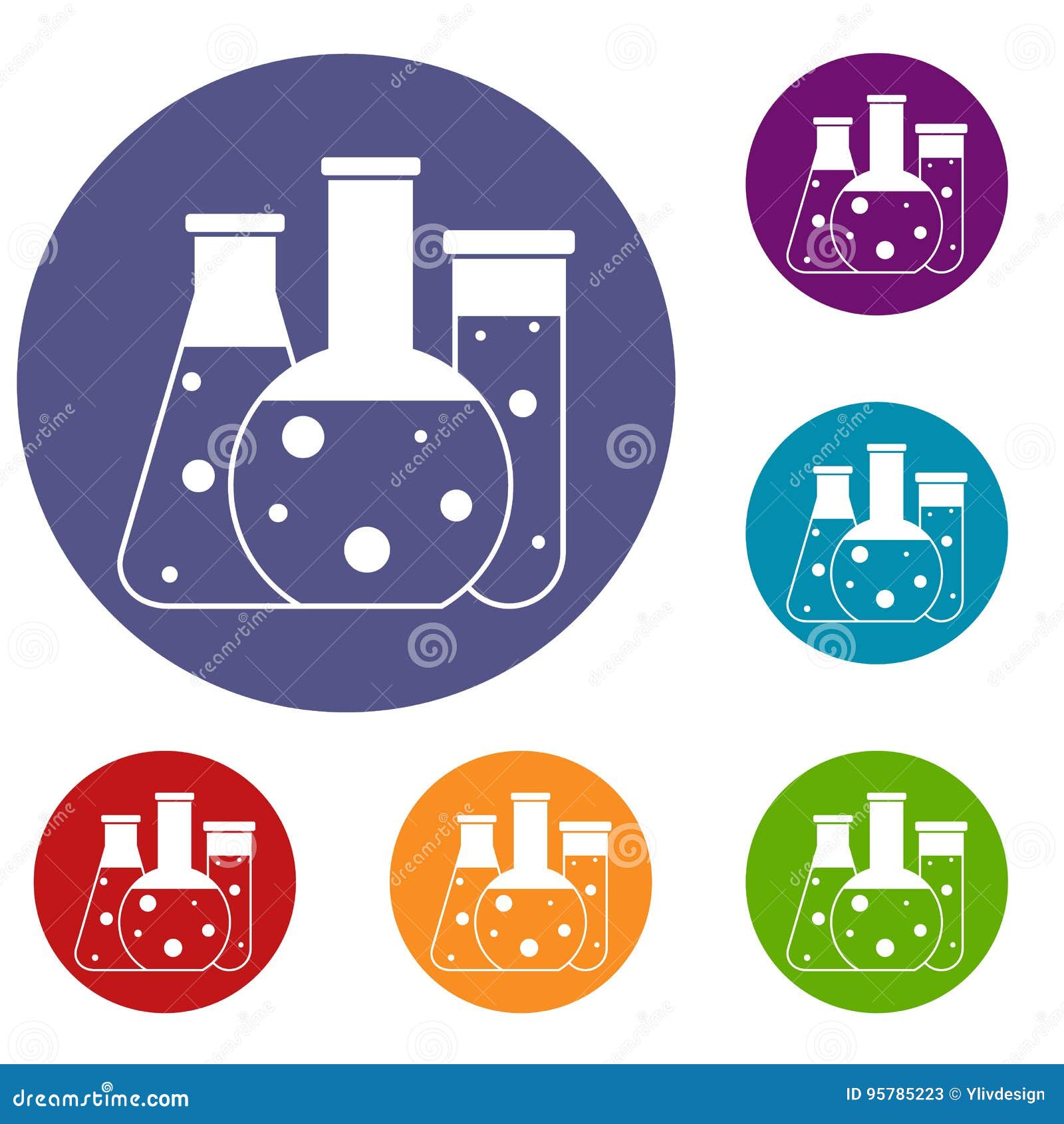 Laboratory Flasks Icons Set Stock Vector - Illustration of collection ...