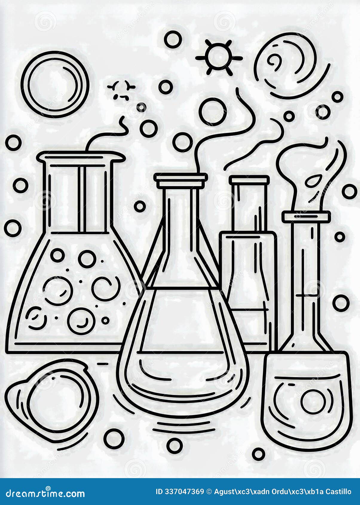 Laboratory Flasks Line Drawing for Coloring Stock Illustration ...