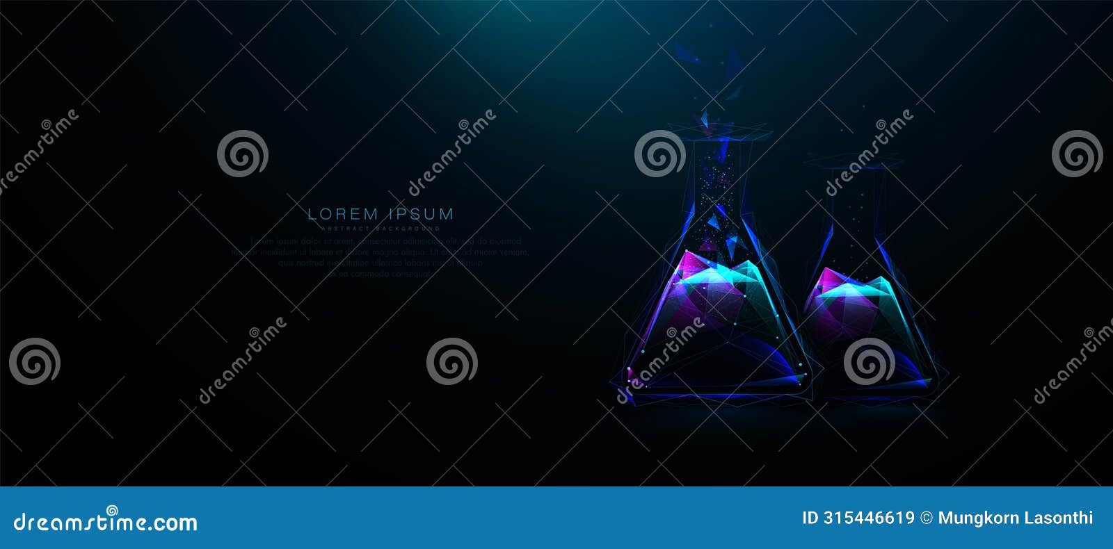 Laboratory Flasks. Science Laboratory Glassware. Low Polygonal ...