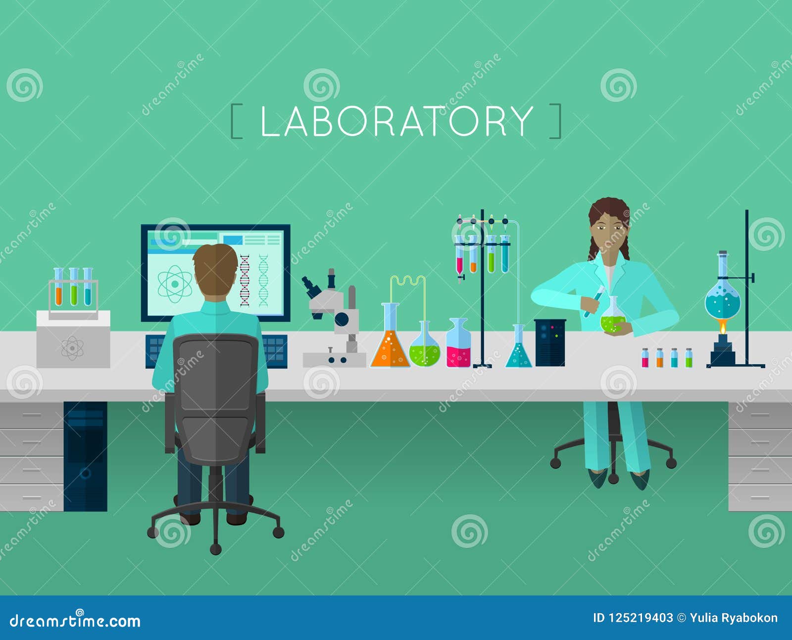 Laboratory flat concept stock illustration. Illustration of beaker ...