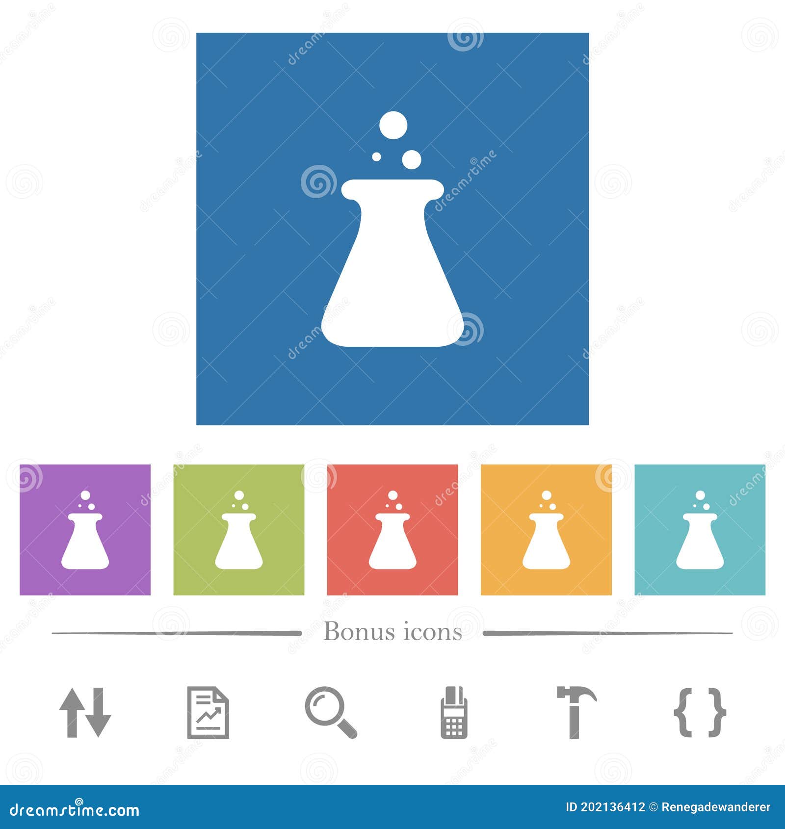 Laboratory Flat White Icons in Square Backgrounds Stock Vector ...