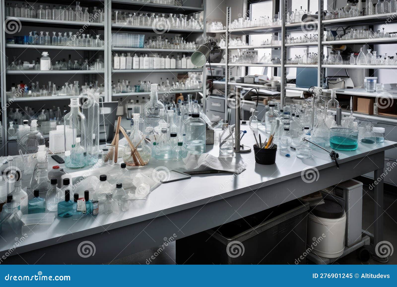 A Laboratory Full of Test Tubes, Beakers, and Microscopes for Research ...