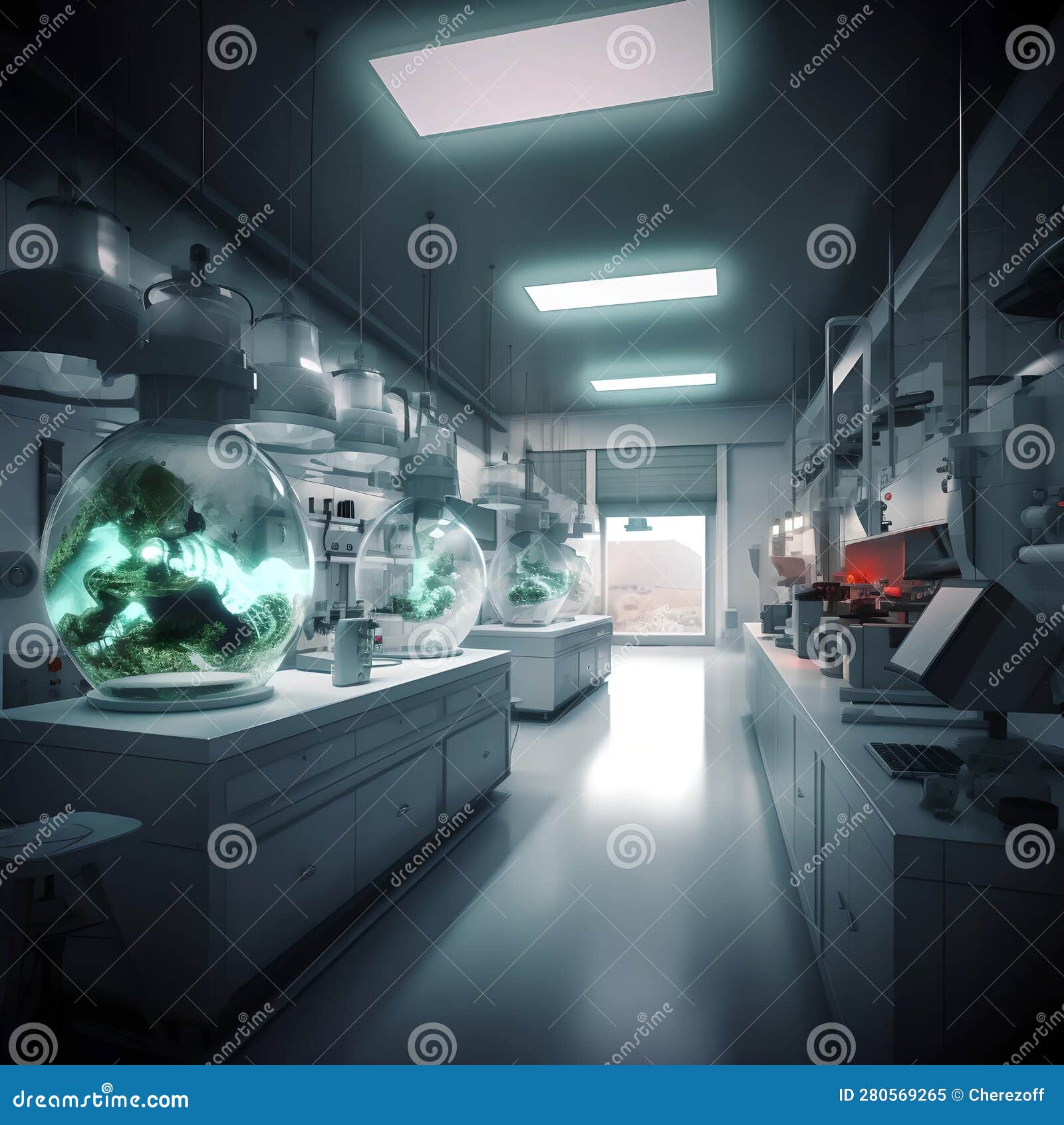 The Laboratory of the Future Stock Illustration - Illustration of tech ...