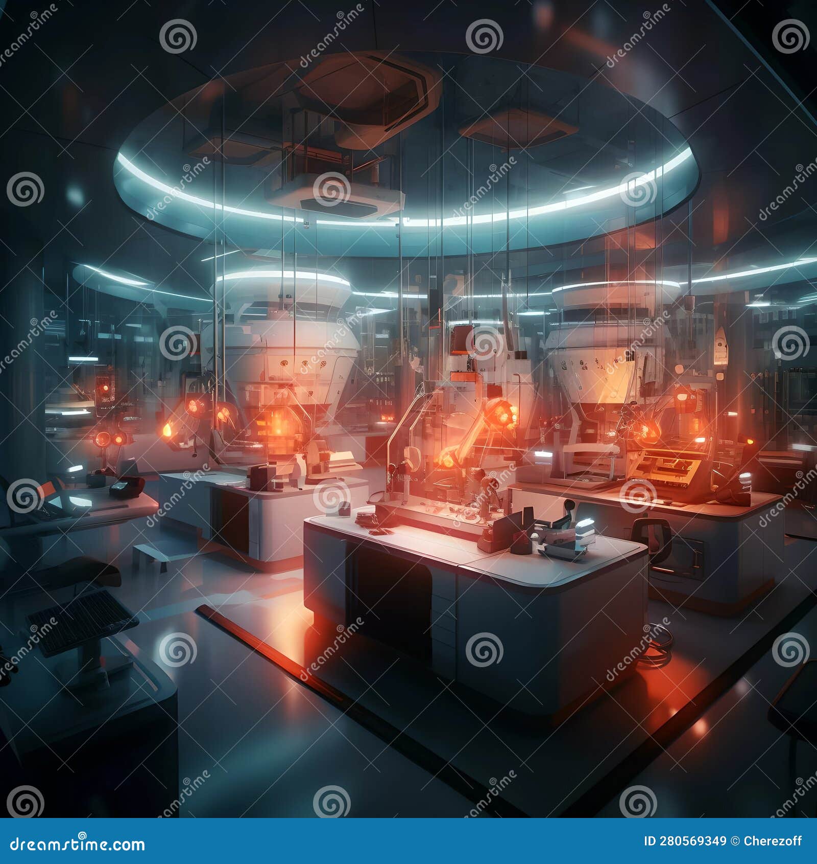 The Laboratory of the Future Stock Illustration - Illustration of cyber ...