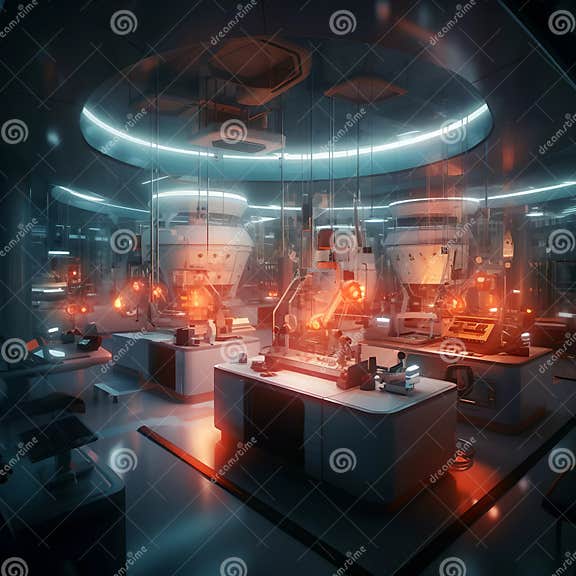 The Laboratory of the Future Stock Illustration - Illustration of cyber ...