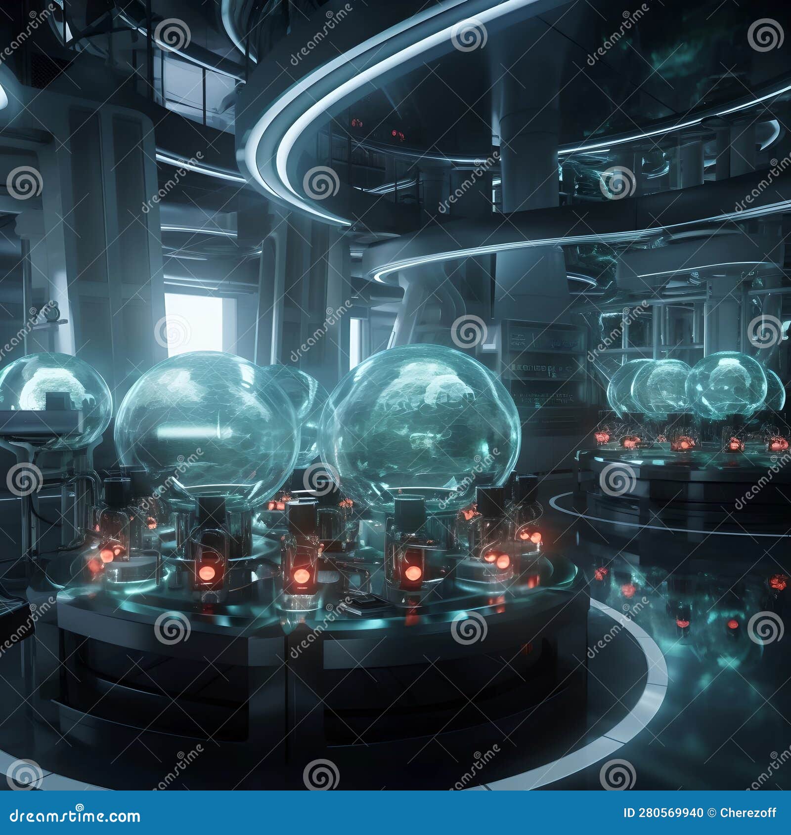 The Laboratory of the Future Stock Illustration - Illustration of light ...