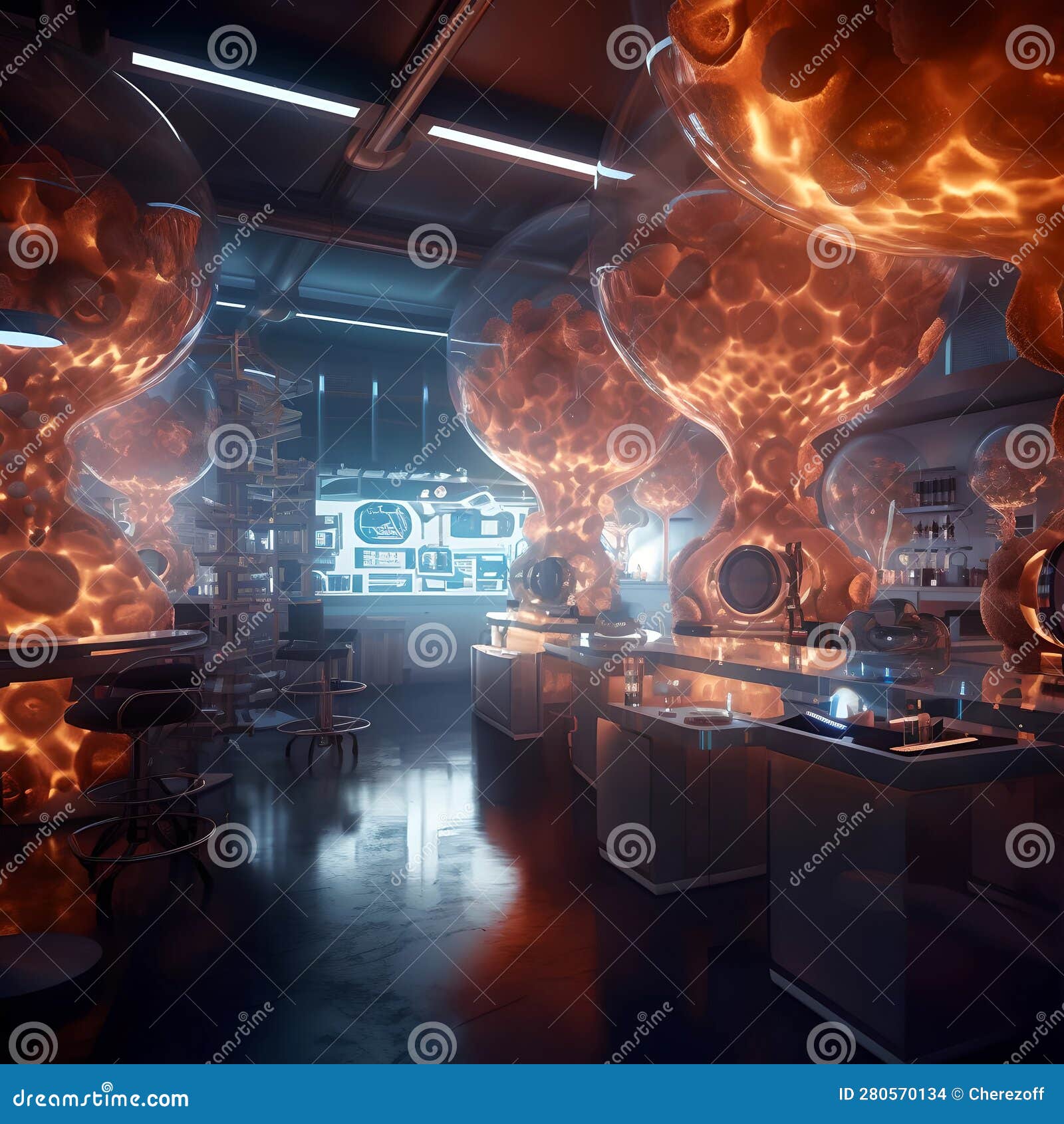The Laboratory of the Future Stock Illustration - Illustration of light ...