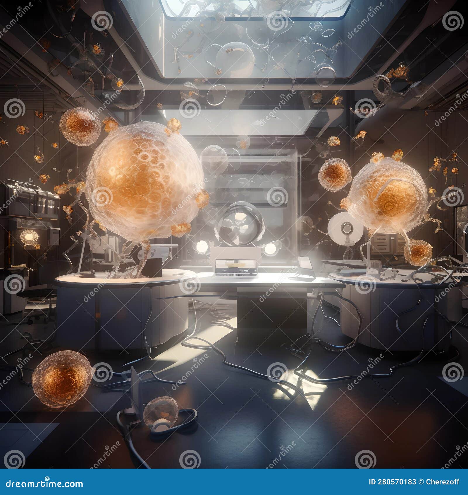 The Laboratory of the Future Stock Illustration - Illustration of tech ...