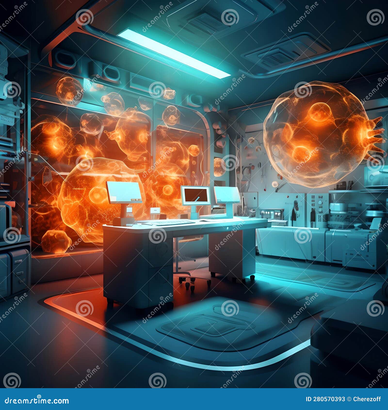 The Laboratory of the Future Stock Illustration - Illustration of data ...
