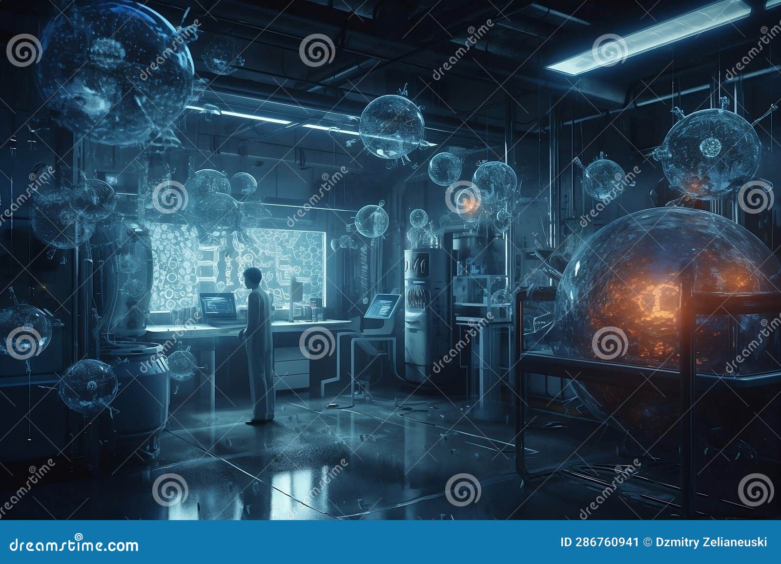 Laboratory of the Future with Scientists. Generative AI. Stock Image ...