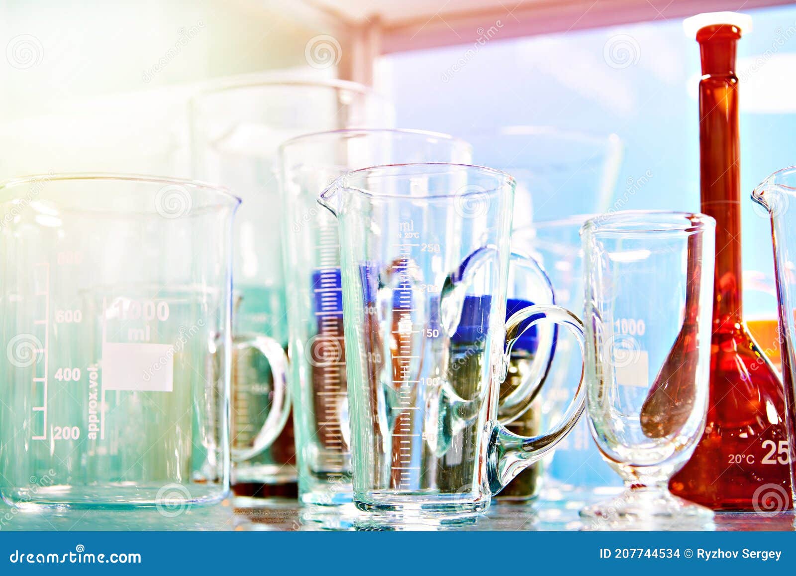 Laboratory Glass Bottles and Flasks in Store Stock Photo - Image of ...