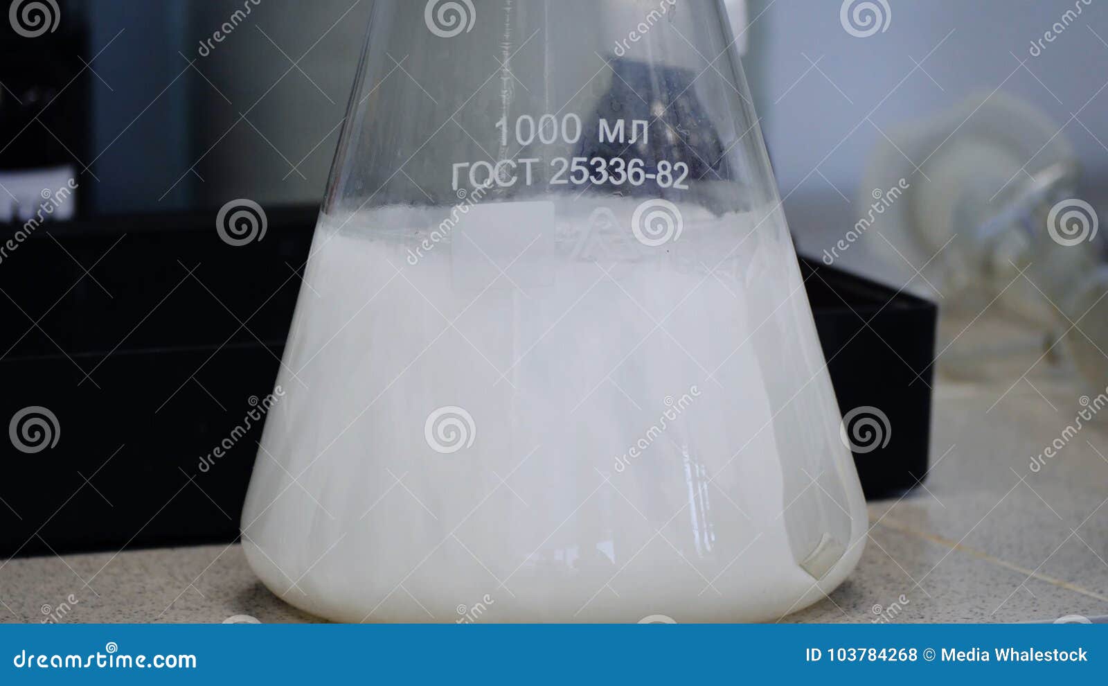 Laboratory Glass Erlenmeyer Conical Flask Filled with Chemical White ... Laboratory Glass Erlenmeyer Conical Flask Filled with Chemical White ...
