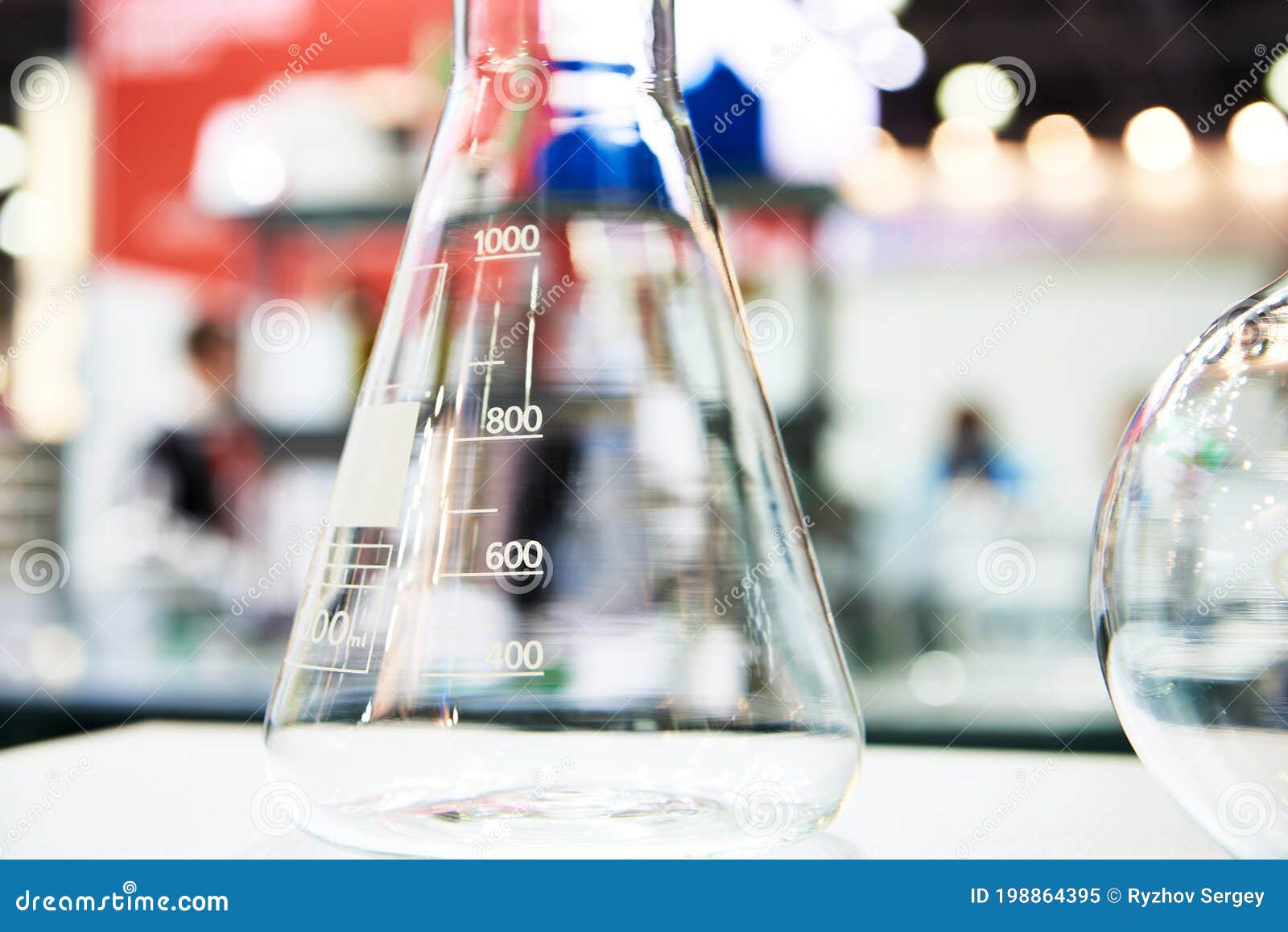 Laboratory glass flasks stock image. Image of detail - 198864395