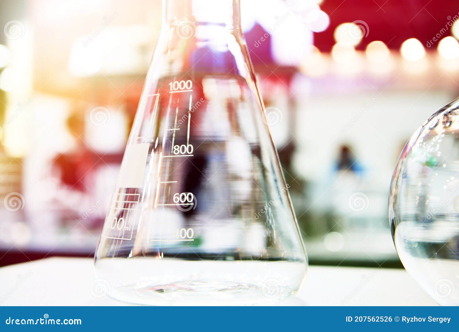 Laboratory glass flasks stock photo. Image of modern - 207562526