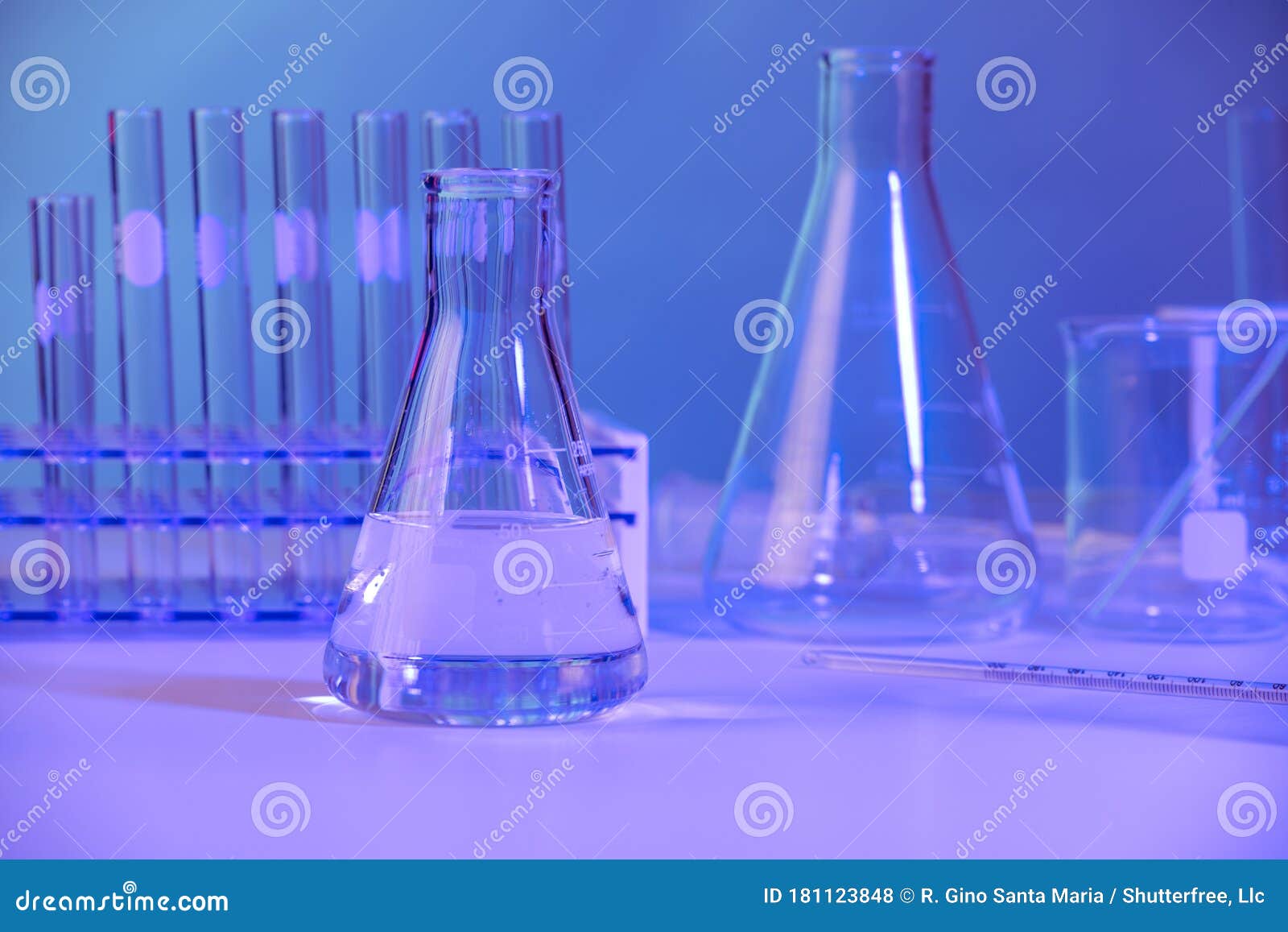 Laboratory Glassware with Beakers and Test Tubes Stock Photo - Image of ...