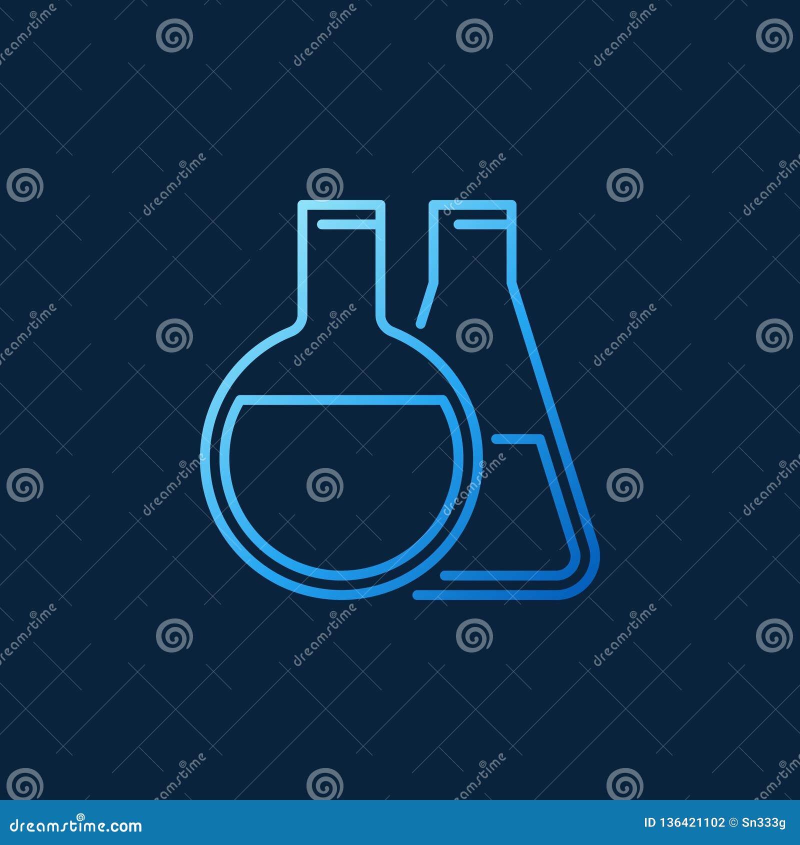Laboratory Glassware Blue Line Icon. Vector Flasks Symbol Stock Vector ...