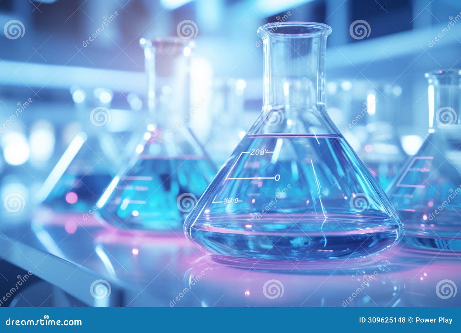Laboratory Glassware with Blue Liquid, Science Research and Development ...