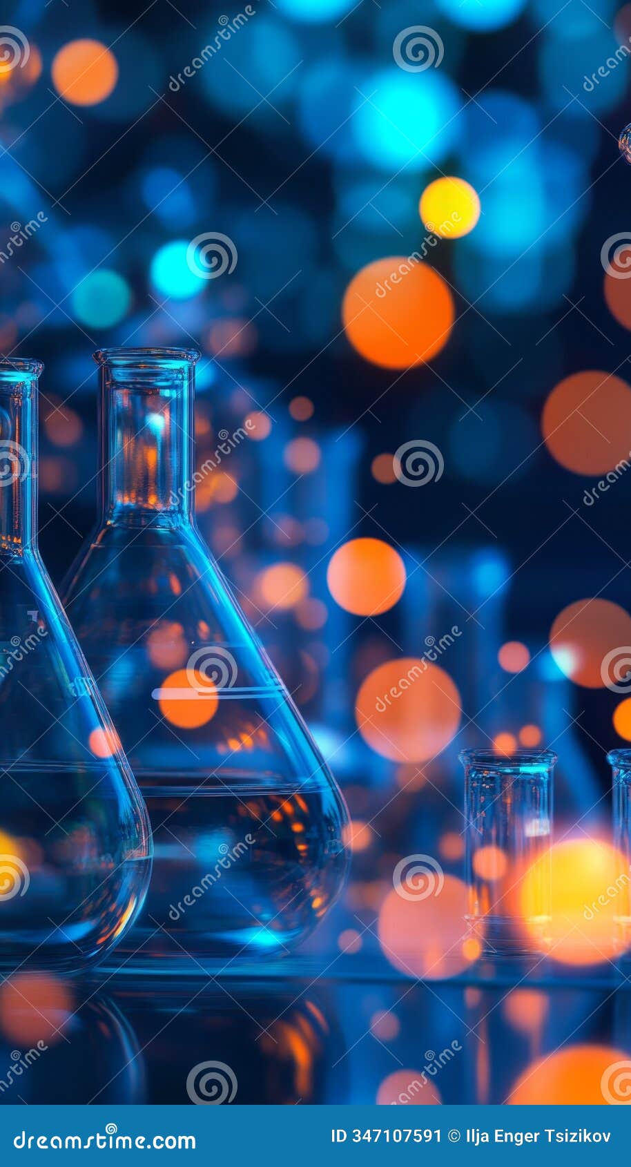 Laboratory Glassware, Bokeh Effect, Blurred Science Lab with Abstract ...