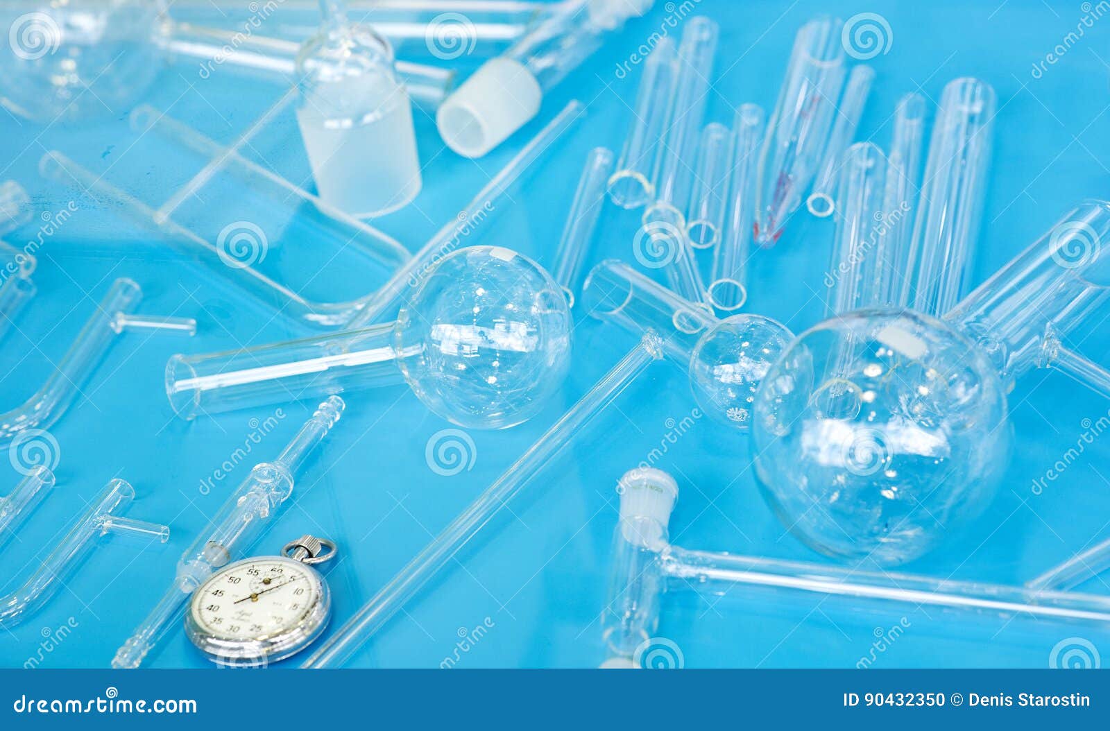 Laboratory Glassware on Color Background Stock Photo - Image of ...