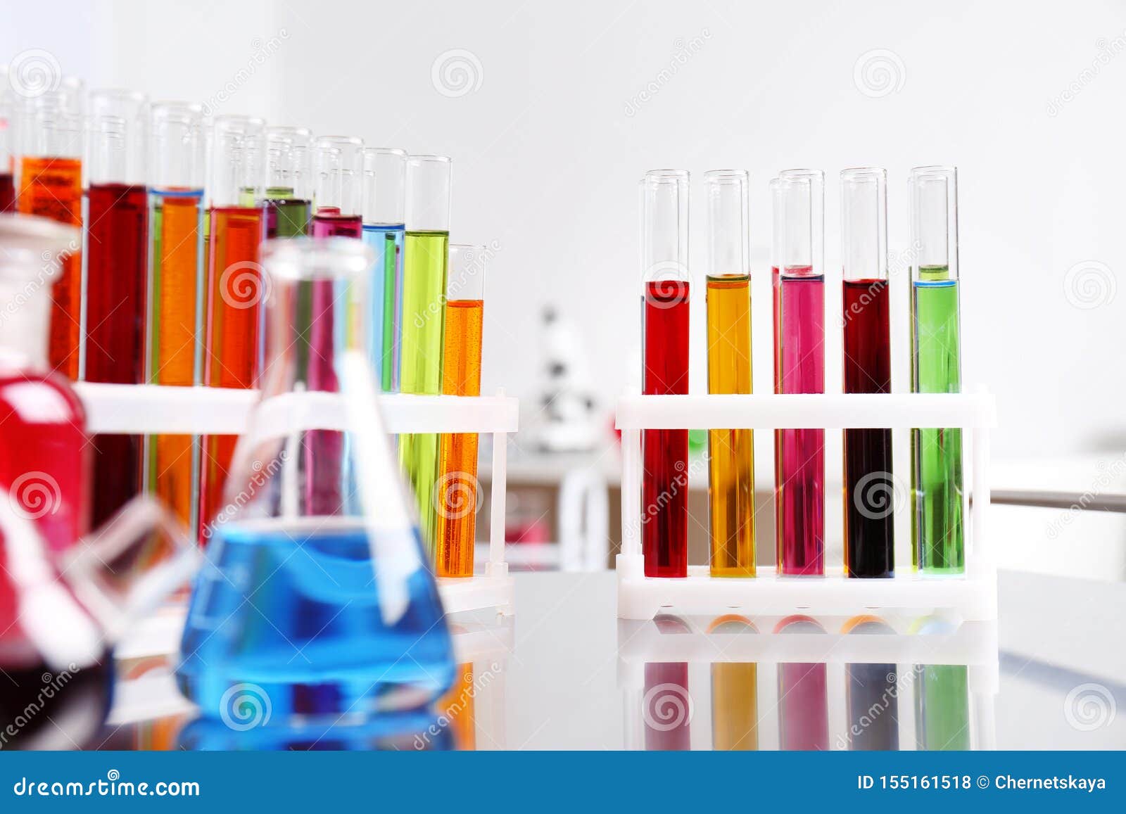 Laboratory Glassware with Color Liquids. Solution Chemistry Stock Photo ...