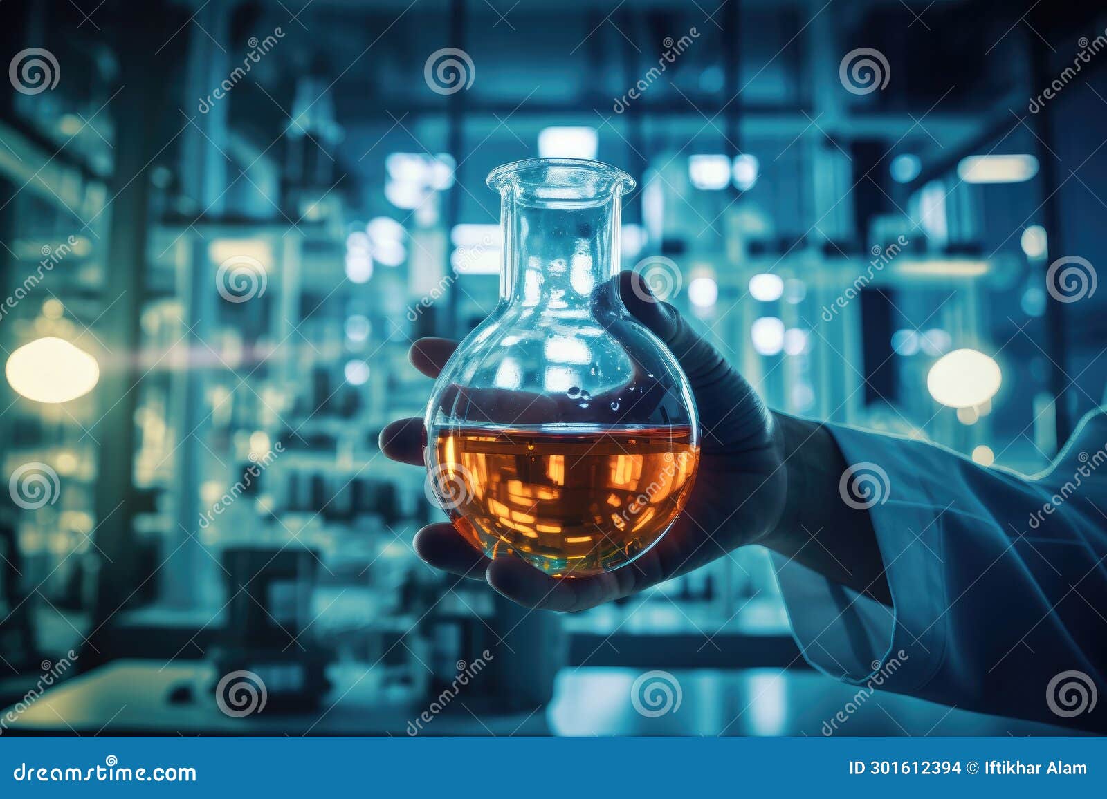 Laboratory Glassware Containing Chemical Liquid, Science Research and ...