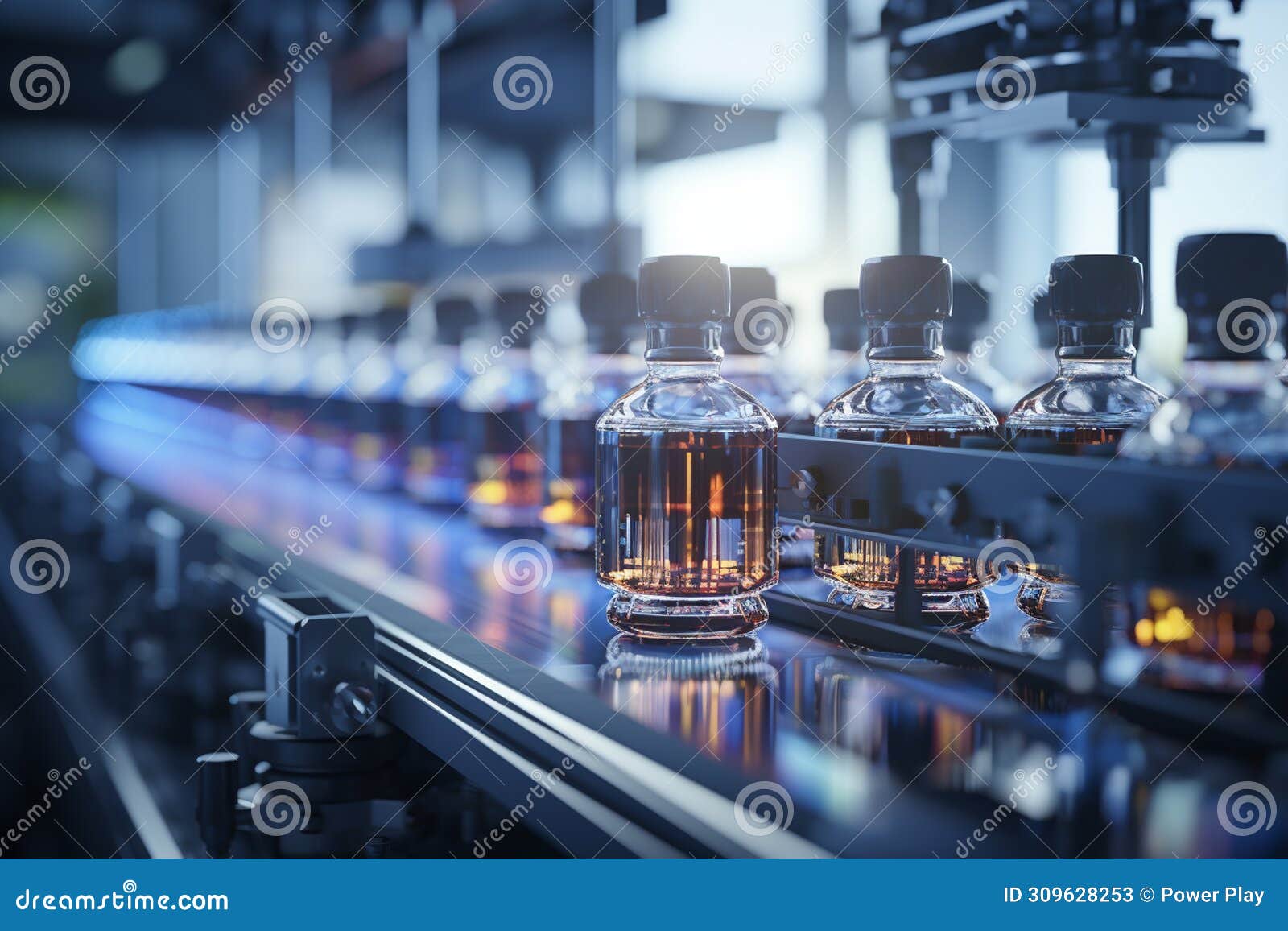 Laboratory Glassware on a Conveyor Belt in a Modern Factory Stock Image ...