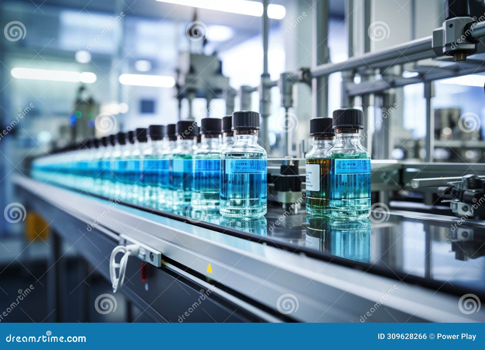 Laboratory Glassware on a Conveyor Belt in a Modern Factory Stock Photo ...