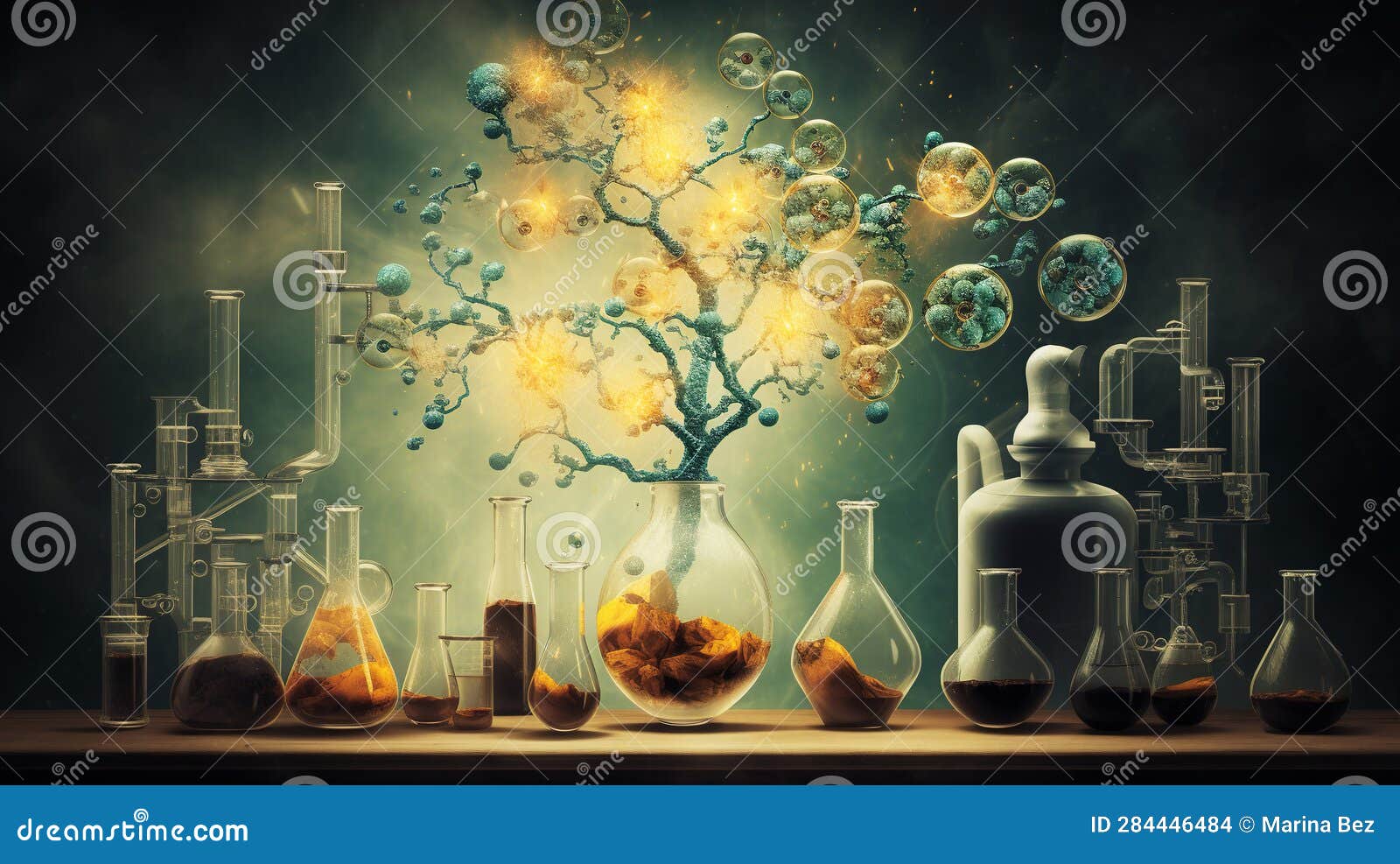 Laboratory Glassware with Different Color Reagents. Chemical Laboratory ...