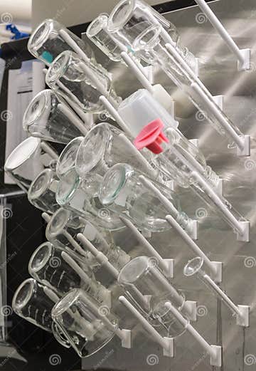 Laboratory Glassware in Drying Rack Stock Image - Image of empty ...
