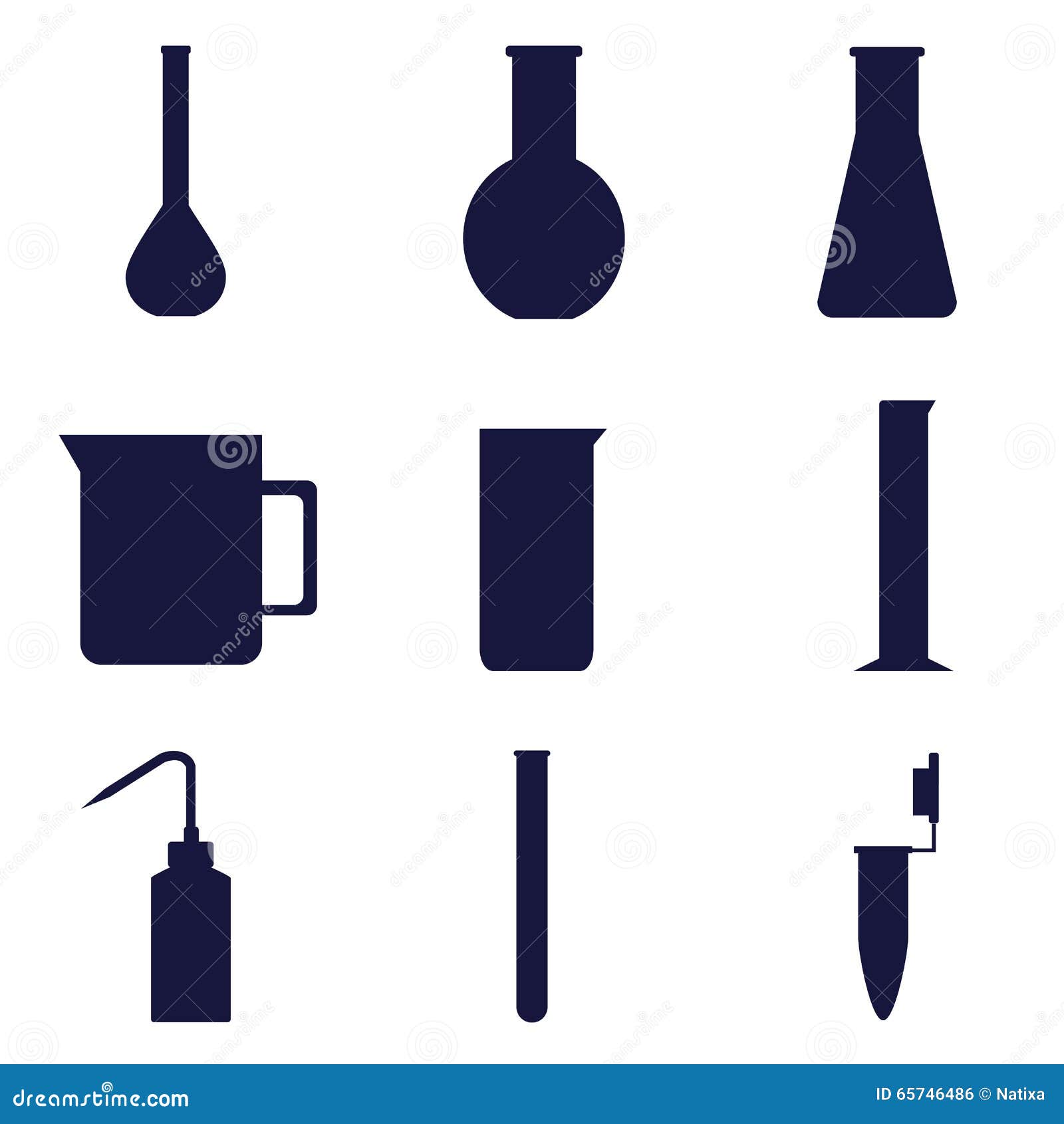Laboratory glassware icons stock vector. Illustration of biology - 65746486
