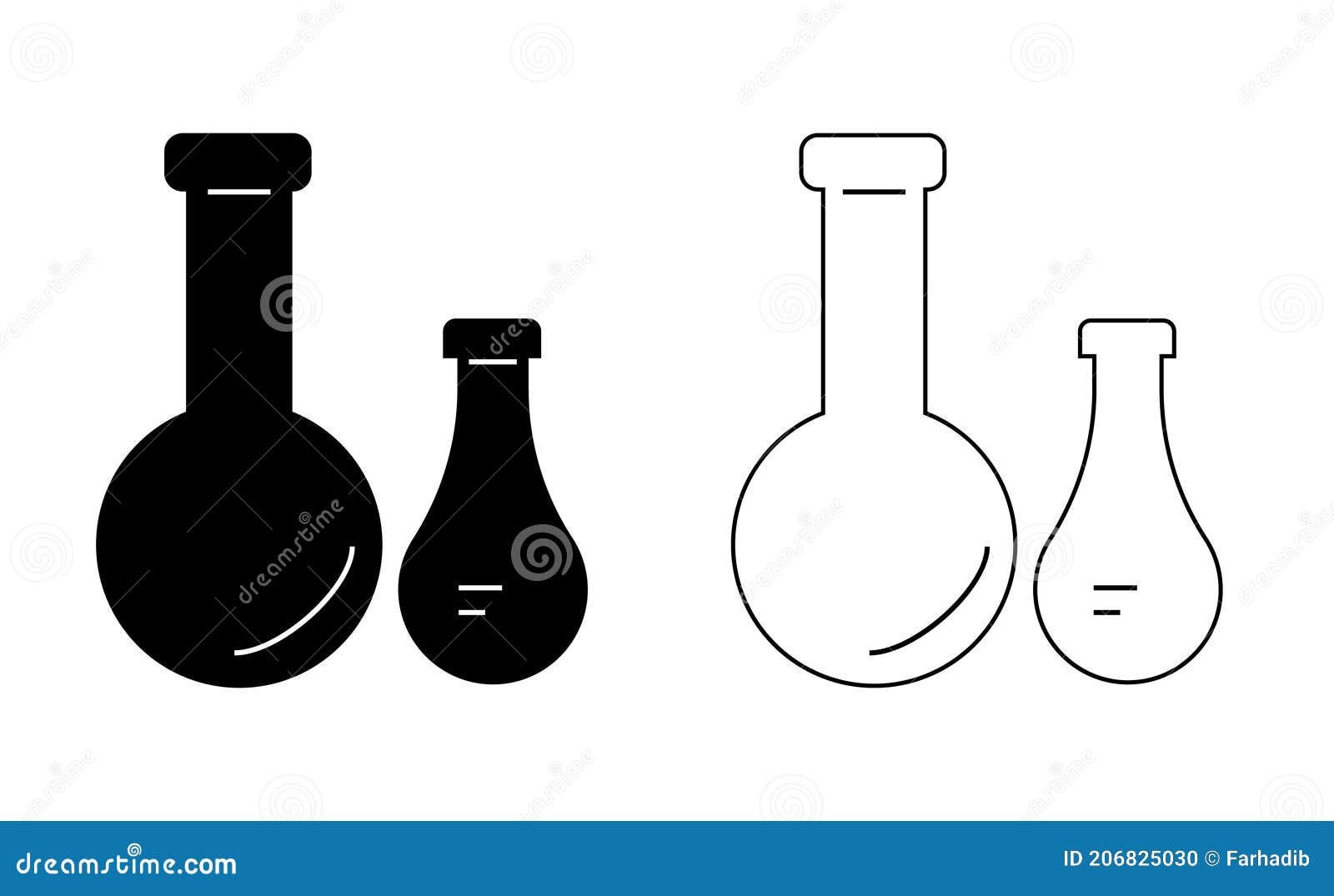 Laboratory Glassware Linear Icon Vector, Black and White Version Stock ...
