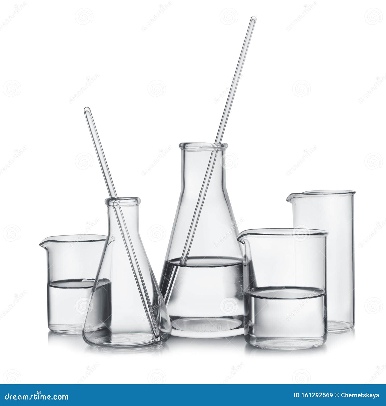 Laboratory Glassware with Liquid Samples on White Stock Image - Image ...
