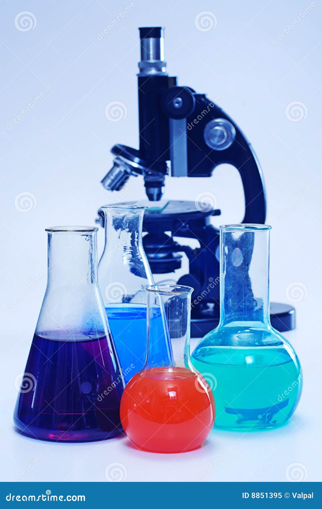 Laboratory Glassware and Microscope Stock Image - Image of sample ...