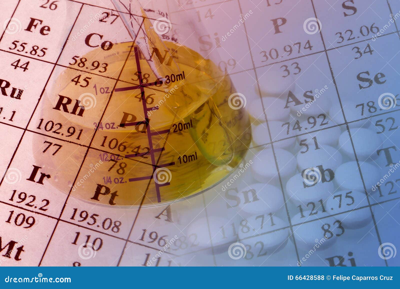 Laboratory Glassware and Periodic Table of Elements Stock Photo - Image ...