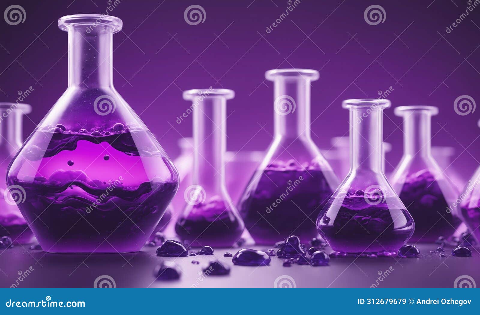 Laboratory Glassware with Purple Liquid. Chemical Laboratory Research ...