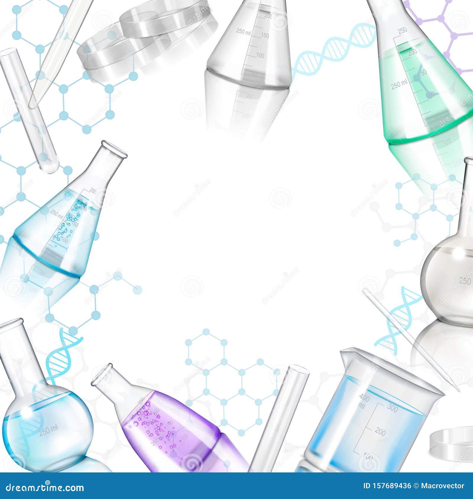 Laboratory Glassware Realistic Frame Stock Vector - Illustration of ...