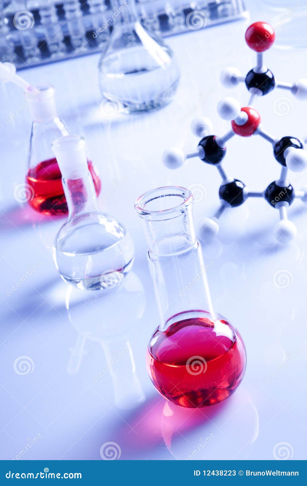 Laboratory Glassware, Red Pure Liquid Stock Image - Image of healty ...